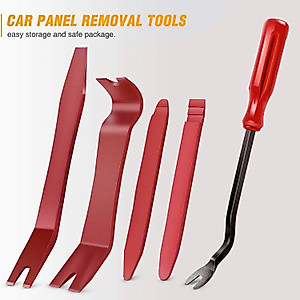GOOACC 5 PCS Nylon Auto Trim Removal Tool Kit No-Scratch Removal Tool Kit for Car Panel & Audio Dashboard Dismantle Red