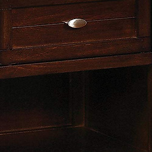 Benjara Wooden Nightstand with 1 Drawer and Open Shelf, Cherry Brown