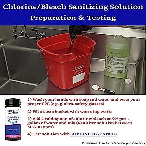 200 Strips - Chlorine Sanitizer Test Strips Food Service 0-500 ppm (Value Pack) - Bleach Test Strips - Chlorine Test Strips for Food Service - Restaurant Supplies - Chlorine Tester