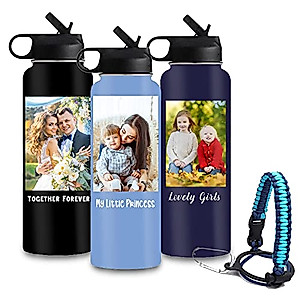 Personalized Water Bottle for Kids with Straw Lid,Custom Stainless Steel Sports Water Bottle with Name or Text-Double Wall Vacuum Insulated Gift Cup for Kids Women Men