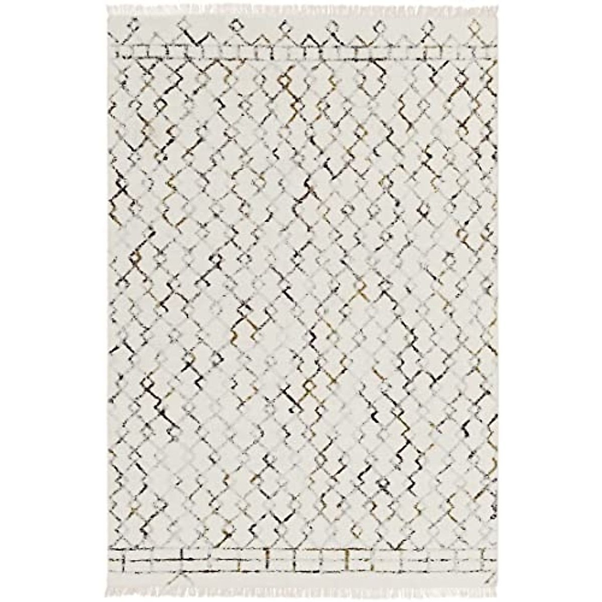 Hauteloom Husum Wool Living Room, Bedroom Area Rug - Bohemian, Transitional - Cream, Mustard, Medium Brown - 8' x 10'