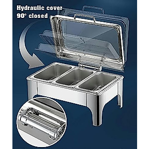 Chafing Dishes Food Warmers, Buffet Server Hot Trays in Stainless Steel, Electric Plate Warmer for Catering Buffet, Hot Plates for Keeping Food Warm (9l 1/2size)