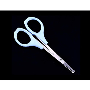 SHINING CROWN 4 Inches Premium Nose Hair Safety Scissors, Safety Blades with Rounded Tip for Trimming Kid's Nails, Facial Hair, Ear Hair, Eyebrow