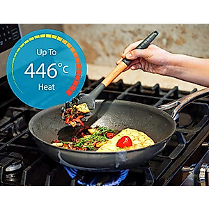 Silicone Cooking Utensils Set (6 pcs) Natural Wood Kitchen Utensils – Eco Friendly & BPA Free, Non Scratch & Non Stick Easy Grip Cooking Tools And Best Kitchen Gadgets Tools for Cookware