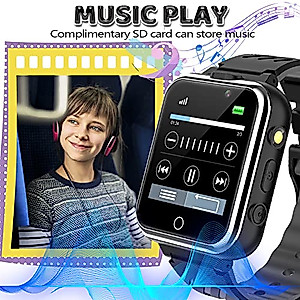 OVV Kids Game Smart Watch Boy Girl Age 3-12 with 24 Games Dual Camera 1.54" HD Screen Video Music Player Pedometer Alarm Clock Torch Calculator Student Digital Wrist Watch Electronic Learning Toys