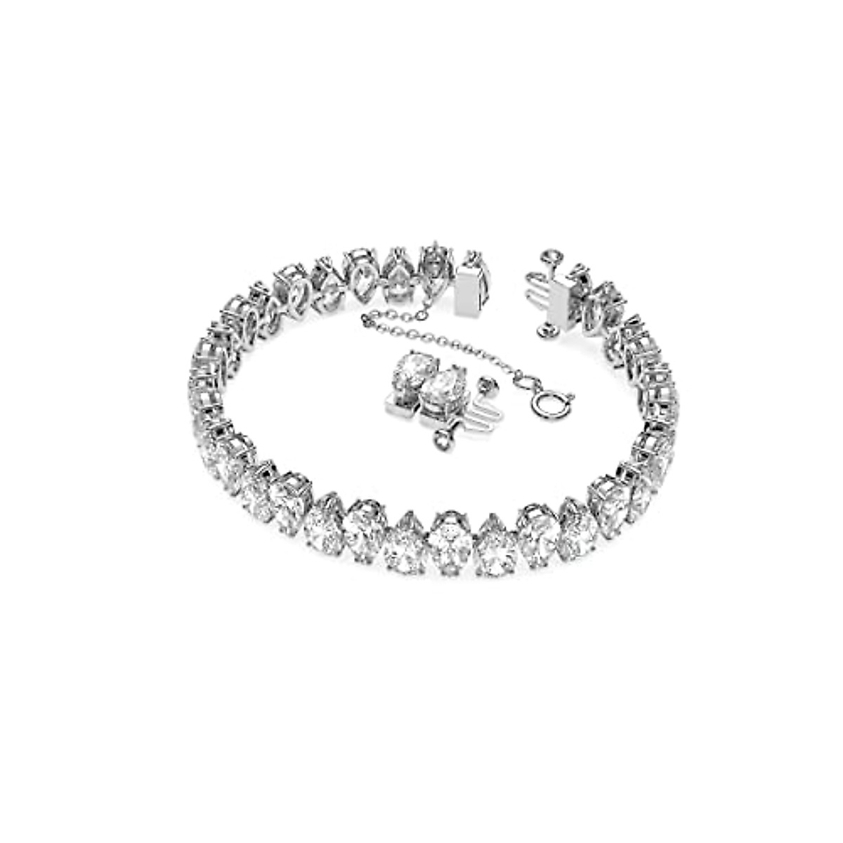 SWAROVSKI Matrix Bracelet, Pear cut Zirconia, Clear, Rhodium Finish