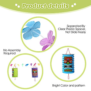 Tiki and Flowers Lanterns Banners Hawaiian Party Decorations Tiki Luau Party Decoration Tropical Decor Summer Garland Lanterns Aloha Hanging Decoration for Bars Festival Home Birthday Outdoor(2 Pcs)