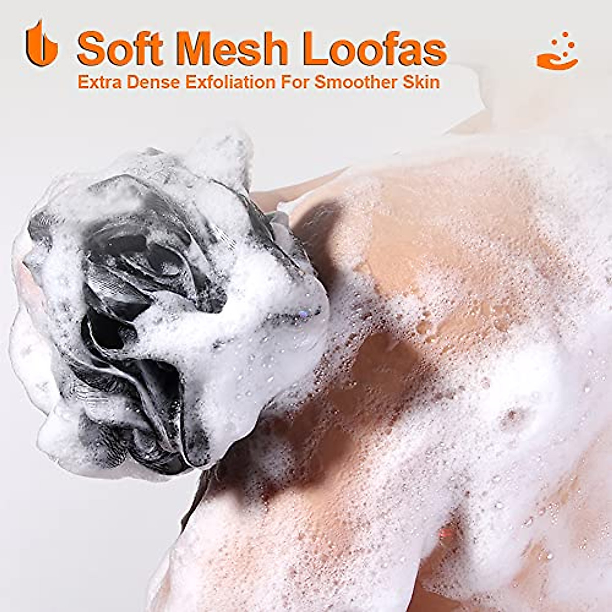 Urbanstrive Shower Bath Sponge XL 75g Soft Shower Loofahs Balls for Body Wash Men Women Bathroom Accessories, 1 Pack, Black