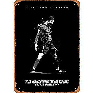 Ysirseu Cristiano Ronaldo Quotes Metal Tin Sign 8 x 12 in Trending Soccer Quotes Vintage Poster Man Cave Decorative
