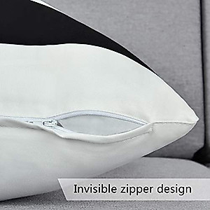 Yastouay 2 Pack Throw Pillow Covers, Black White Pillow Covers, Stripe Decorative Pillow Case, Farmhouse Striped Cushion Cover for Sofa Couch Chair Bed, 18 x 18 Inches