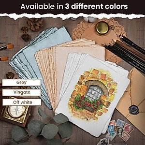 Watercolor Paper - 6 X 4 inches - Mixed Media Watercolor Paper - 200 GSM Thick Deckle Edge Virgin Cotton Handmade Paper - Off White