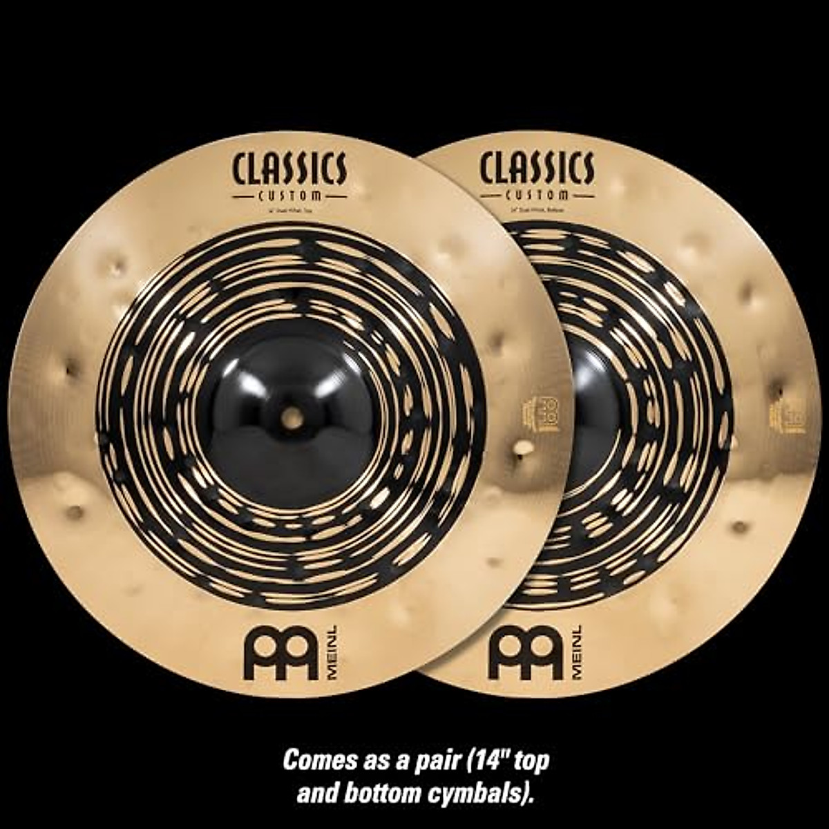 Meinl Cymbals Classics Custom Dual 14" Hihat Cymbal Pair for Drum Set, Dark/Brilliant — Made in Germany — B12 Bronze, 2-Year Warranty, (CC14DUH)