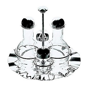 Mepra Sole Cruet and Salt Cellar Set, Silver