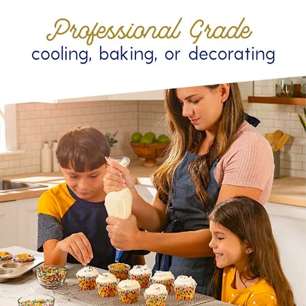 Ultra Cuisine Cooling Rack for Baking and Cooking - 100% Stainless Steel Wire Cooling Rack, Food-Safe, Dishwasher-Safe, Heavy Duty - 11.5" x 16.5" - Tight-Wire Baking Rack fits Half Sheet Pans