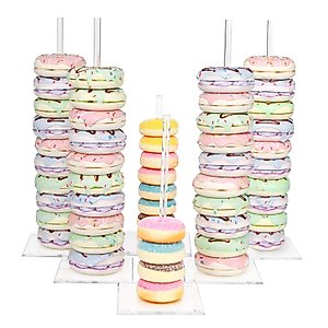 YestBuy Donut Stand, 6 Pack Acrylic Donuts Display Stands, Doughnut Tower Holder, Clear Bagel Stand Holders for 60 donuts for Party Wedding Birthday Gathering Decoration