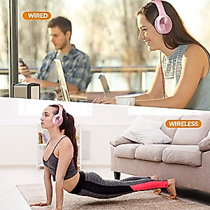 Rydohi Bluetooth Headphones Over Ear, 68H Playtime and 3 EQ Music Modes Wireless Headphones with Microphone/Deep Bass, HiFi Stereo Foldable Lightweight Headset for PC Home Travel Office (Rose Gold)