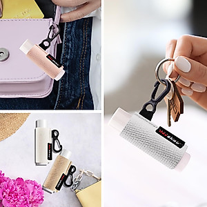 HEYSKAY 3PCS Lip Balm Holder Sleeves Keychain Lipstick Sleeves Lip Gloss Holder Keychain Chapstick Elastic Sleeves