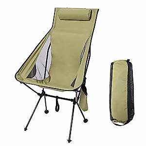Camping Chair for Adults Portable Camp Chairs for Beach, Hiking, Picnic, Travel, Outdoor Activities, High Backrest and Aircraft Grade Aluminum Lightweight Camping Chairs Support 330LBS, Black