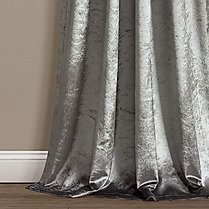 Lush Decor, Silver Velvet Dream Solid Color Luxury Shimmery Window Curtain Panel Set (Pair), 84” x 40