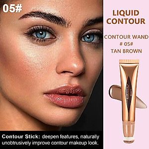 Lisara Contour Beauty Wand, Liquid Contour Stick Liquid Face Concealer Contouring with Cushion Applicator, Bronzer Stick Natural Matte Finish, Lightweight & Super Silky Cream Contour Stick(#05)
