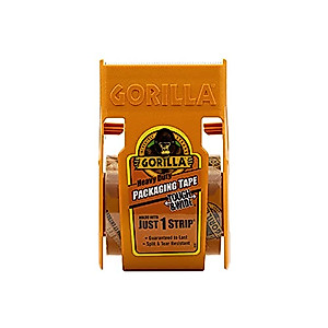 Gorilla Packing Tape Tough & Wide with Dispenser for Moving, Shipping and Storage, 2.83" x 20 yd, Clear, (Pack of 1)