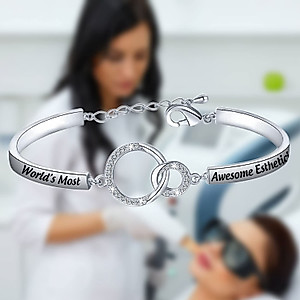 UJIMS Estheticians Appreciation Gifts Funny Esthetician Keychain World’s Most Awesome Esthetician Jewelry for Beautician Makeup Artists (Esthetician Charm Bracelet)