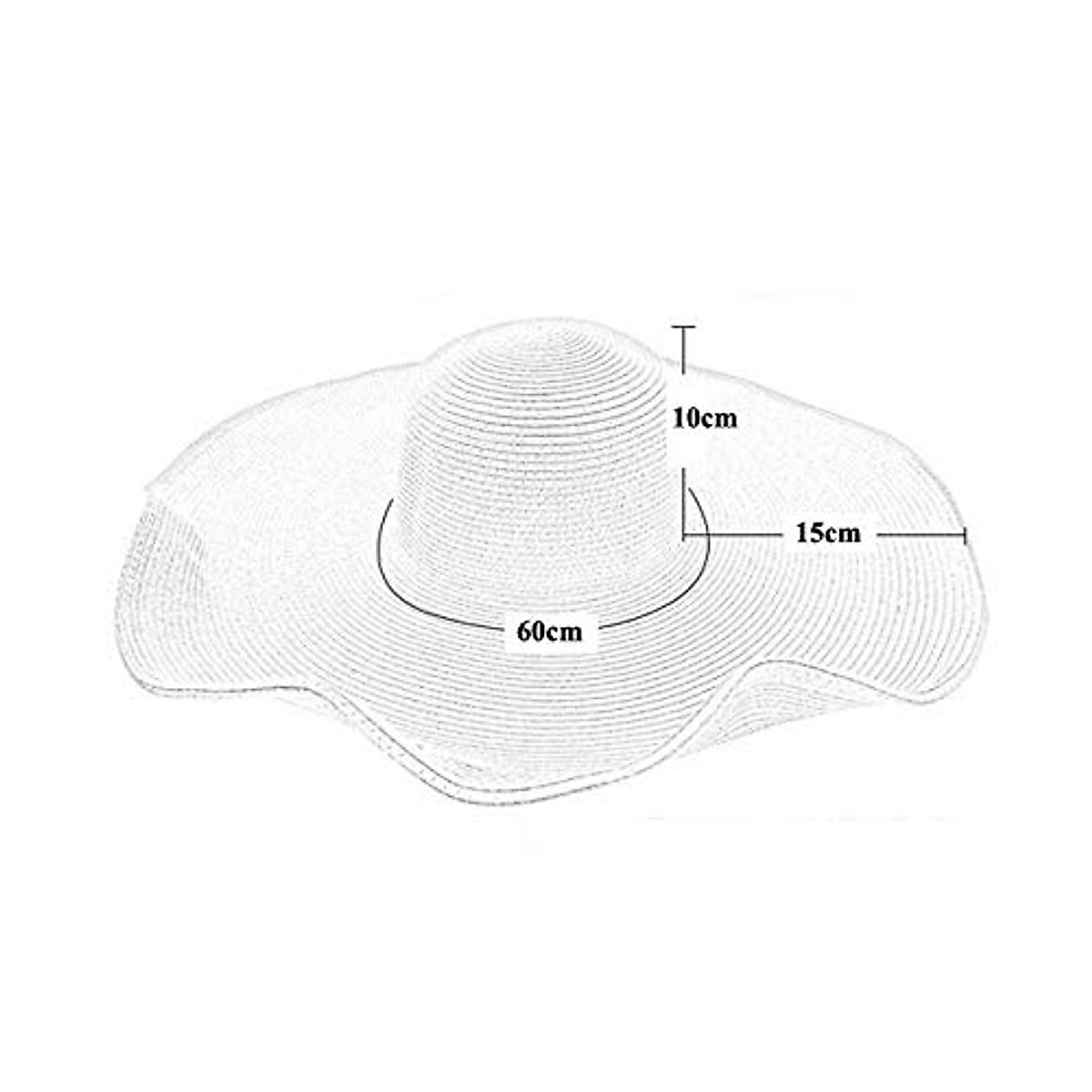 1Pcs Women Wide Brim Straw Hat Foldable Beach Floppy Sun Hat White