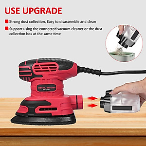 Detail Sander, 13,000 OPM Hand Electric Sander with 20PCS Sanderpapers, 220W Compact Power Sander Includes Dust Collector, for Woodworking Sanding, Polishing