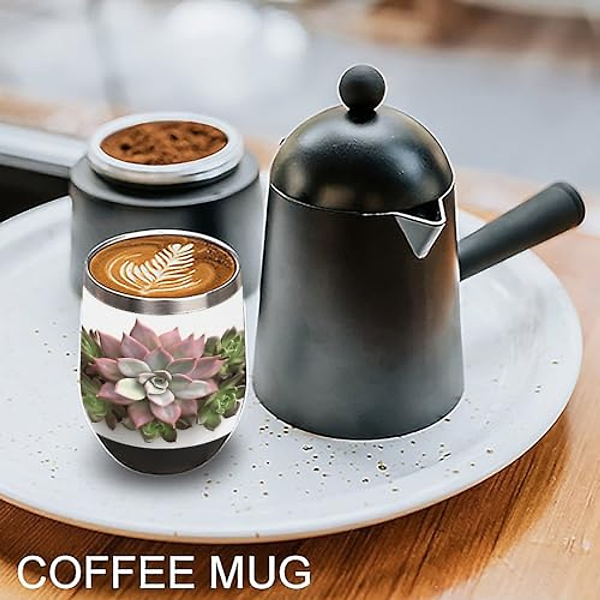 WYUSPGK 304 Stainless Steel Insulated Cup, Succulent Botanical Print Smooth Rim, Durable & Reusable - Perfect for Office, Home, And Travel
