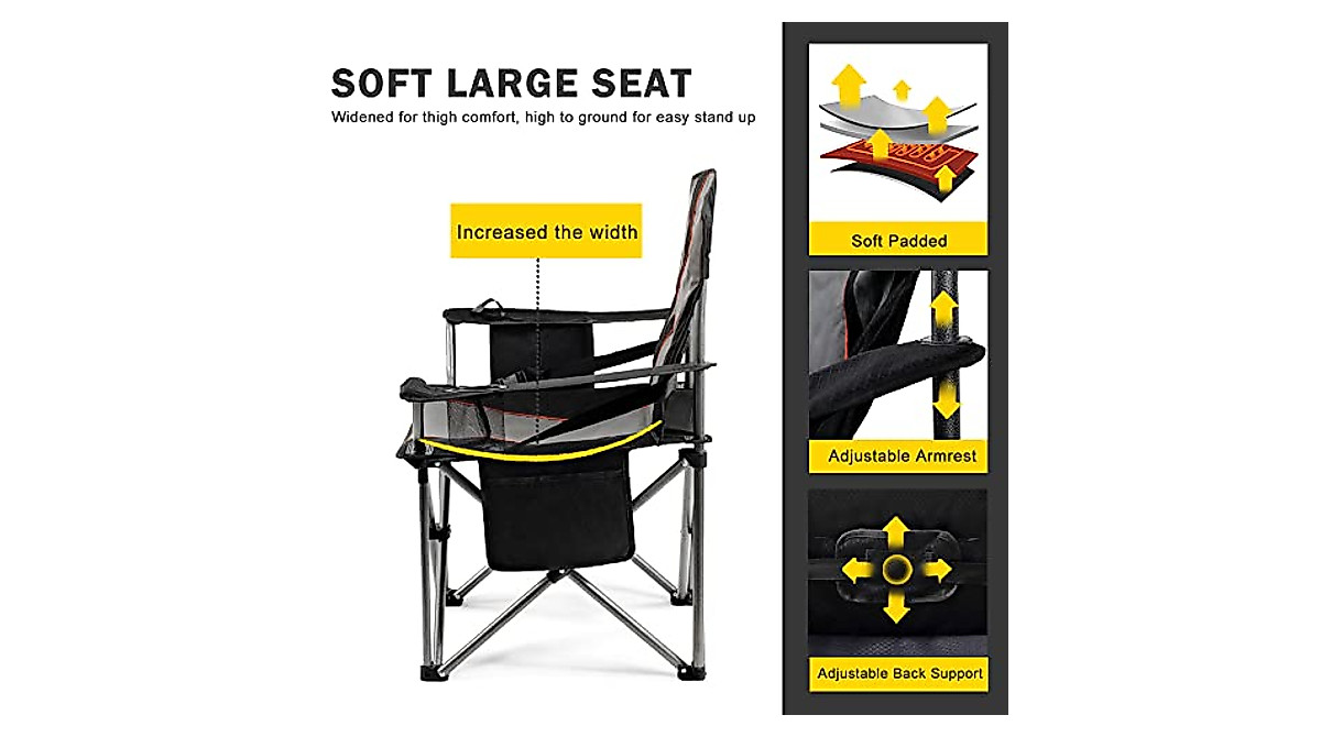 FAIR WIND Oversized Camping Chair with Cooler & Lumbar Support