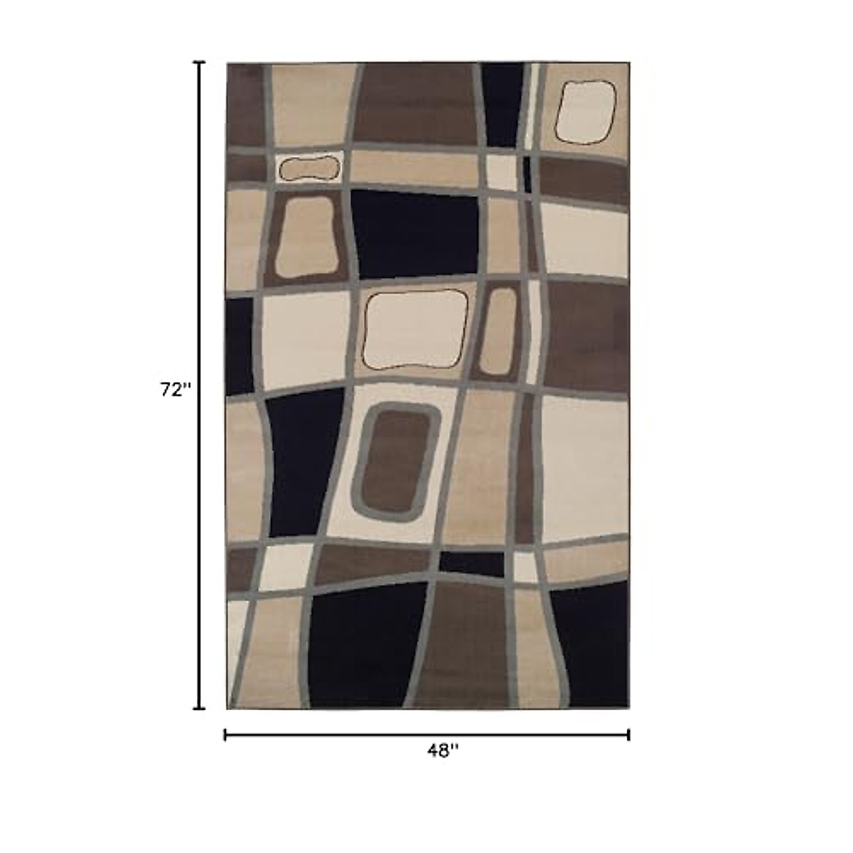 Superior Indoor Area Rug, Jute Backing, Modern Plush Rugs for Entryway, Living Room, Kitchen Floors, Bedroom, Hallway, Office Floor Cover, Abstract Rugs, Cobblestone Collection,4' x 6', Brown Beige