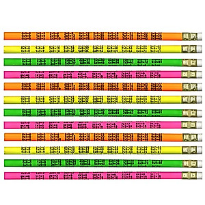 J.R. Moon Pencil JRM7843B Multiplication Pencils, 0.5" Height, 2.5" Wide, 8" Length (12 Count)