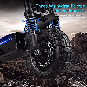 60V33AH Adult Electric Scooter Dual Drive 5600W Motor, Max Speed 50mph, Max Range 60 Miles, 11 Inch All Terrain Off-Road Tires, Electric Scooter with Detachable Seat