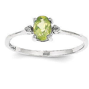 IceCarats 14K White Gold Diamond Green Peridot Ring April August Birthstone Jewelry Size 6