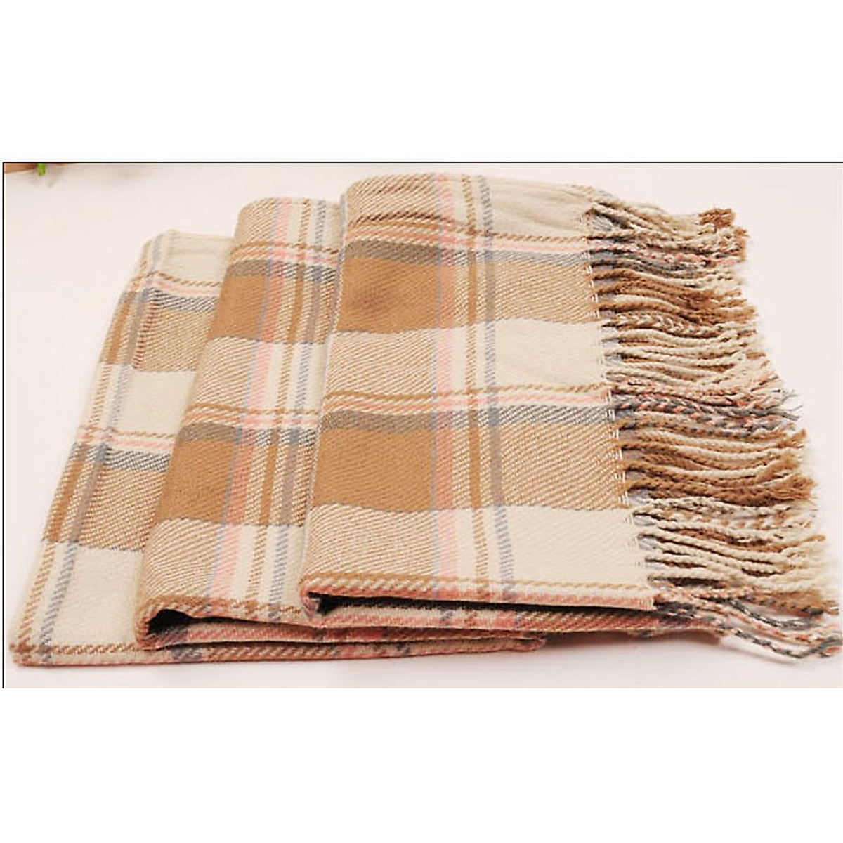Wander Agio Womens Scarves Warm Long Shawl Wraps Wool Large Scarf Gird Beige
