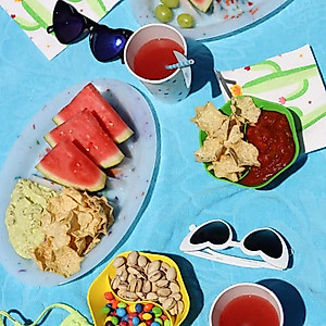 Jarratt Industries Fiesta Taco Serving Plastic Plates Set, Serving Trays with Stand Up Holder for Soft and Hard Shell Tacos, Use for Taco Nights and Bar, Microwave Safe, Set of 4