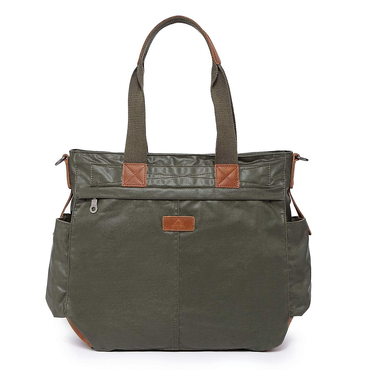 TSD Brand Urban Light Coated Canvas Tote Bag (ARMYGREEN)