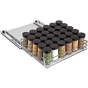 Pull Out Cabinet Organizer for Spices, Cans - Heavy Duty with Lifetime Limited Warranty - Pull Out Spice Rack- Chrome 12-3/8"Wx 10-1/2"D x 2-3/4” H Cabinet Pull Out Shelf for Cans, Dishes, Etc.