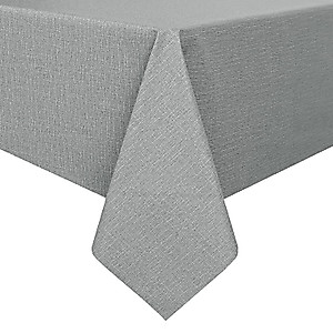 Romanstile 100% Waterproof PVC Tablecloth, Rectangle Oil Spill Proof Stain Resistant Vinyl Table Cloth, Wipe Clean Plastic Table Covers for Kitchen/Dining/Parties - 54 x 78 Inch, Light Grey