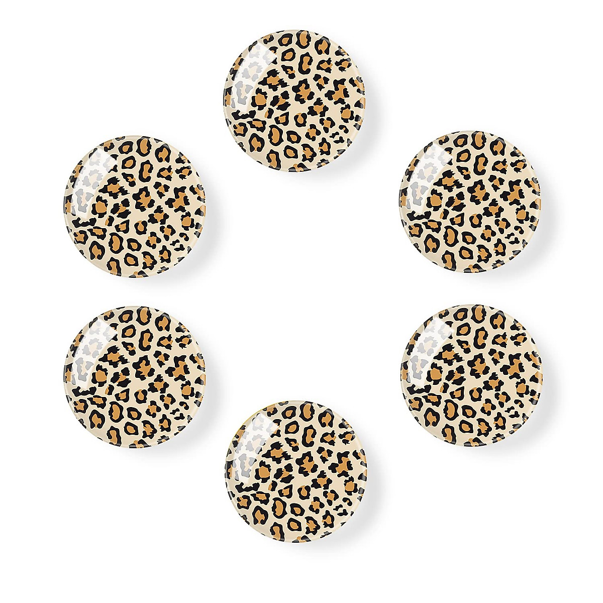 kasader Round Refrigerator Magnets Glass Fridge Magnets Decoration for Fridge Office Calendar Whiteboard Photo Cabinet 6 Pcs - Leopard Print, 1.18in/3cm
