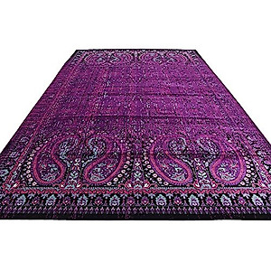 Unique Loom Imperial Collection Paisley, Distressed, Border, Vintage, Modern, Abstract Area Rug, 8 ft x 11 ft 6 in, Lilac/Black
