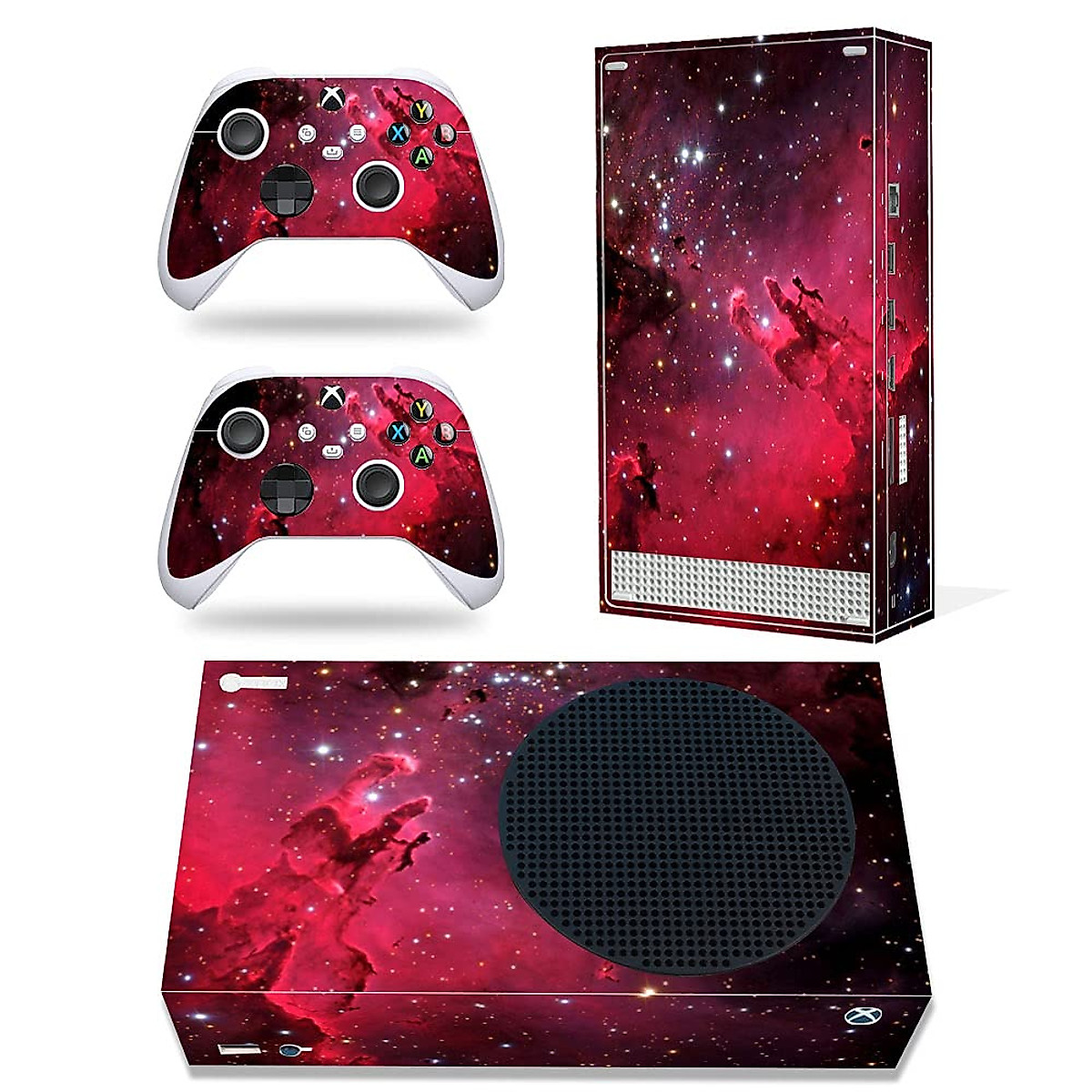 FOTTCZ Vinyl Skin for Xbox Series S Console and Controllers, Sticker Decal Protect Xbox Series S Devices - Red Nebula & Demon Hand