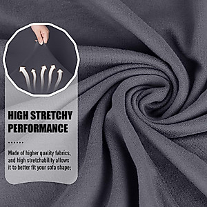 TAOCOCO Recliner Sofa Slipcover, 3 Pieces Polyester Fabric Stretch Sofa Covers for 3 Seat Reclining Couch, Soft Washable Furniture Protector with Pockets (3 Seat, Dark Gray)