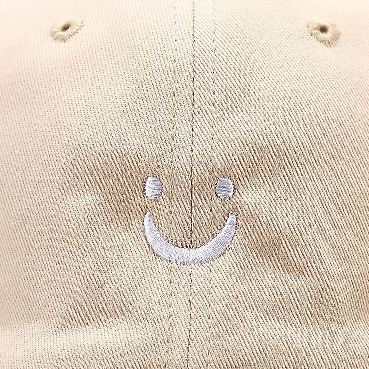 Umeepar 3 Pack Smile Face Cotton Baseball Cap Adjustable Low Profile Unstructured Dad Hat for Women Men (Black White, Aqua)