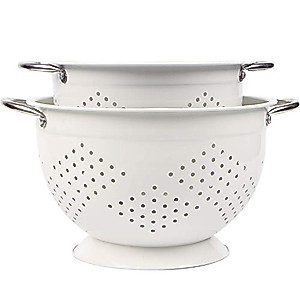 Rorence Powder Coated Steel Colander Set of 2 - White