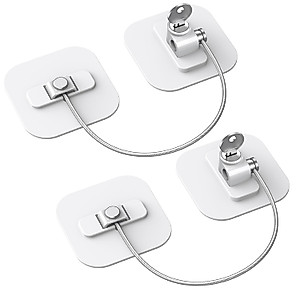 White Fridge Lock, 2 Pack Refrigerator Lock with 4 Keys, Fridge Locks for Kids Proof, Freezer Lock and Drawer Lock, No Tools or Drilling Required, Adult Safety Locks for Pantry, Freezer, and More