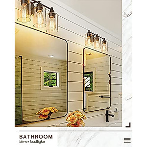 FEMILA 3-Light Vanity Light,Farmhouse Bathroom Light Fixtures,Metal Wall Sconce with Clear Glass Shade,Oil Rubbed Bronze Finish,4FYC56B-3W ORB
