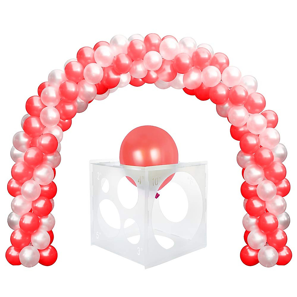 Pllieay 2-10 Inch Balloon Sizer, Collapsible Plastic Balloon Sizer Cube Box for Balloon Decoration, Balloon Arches, Balloon Columns