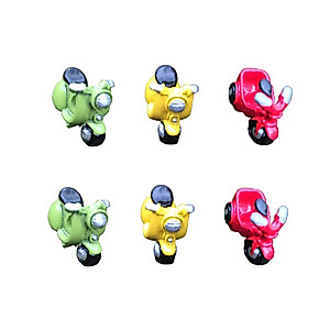Yarnow 6pcs Miniature Figurine Ornament Resin Figurines Motorcycle Ornament Bonsai Decorations DIY Mini Decorations Landscape Decor Miniture Decoration Resin Crafts Tricycle Ornaments