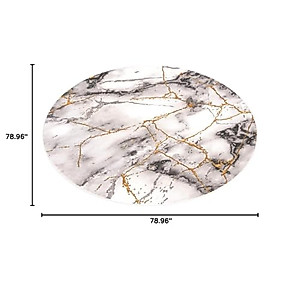 SAFAVIEH Craft Collection Area Rug - 6'7" Round, Grey & Gold, Modern Abstract Design, Non-Shedding & Easy Care, Ideal for High Traffic Areas in Living Room, Bedroom (CFT877F)